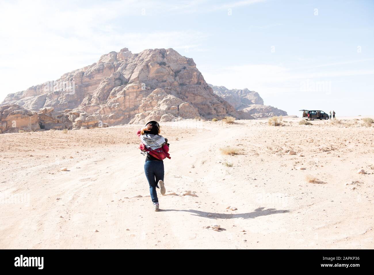 A sunny rest stop in the desert outside of historic Petra Stock Photo ...