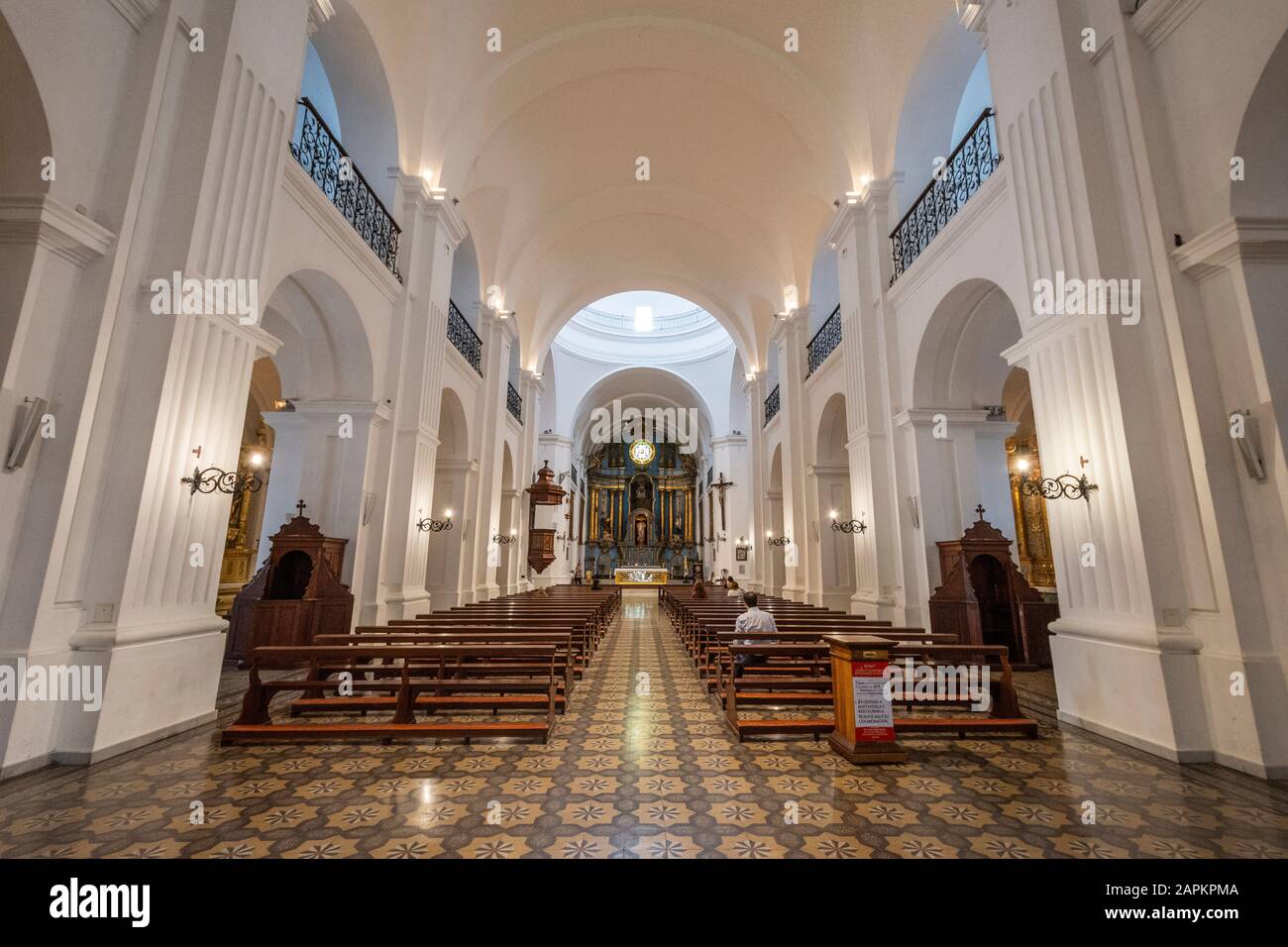 Interior of historic colonial church in central Buenos Aires, Argentina ...