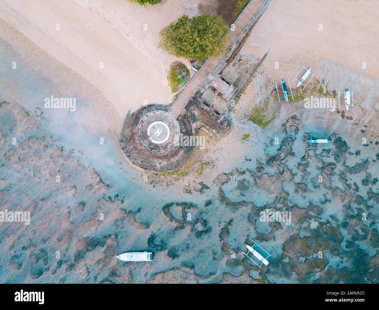 Indonesia, Bali, Aerial view of helipad on Sanur beach Stock Photo - Alamy