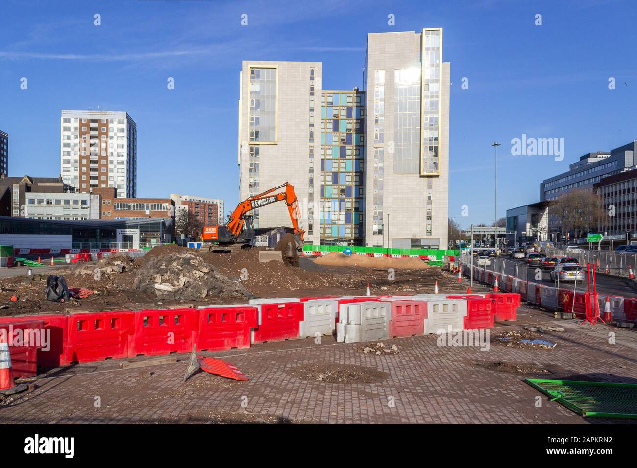 Churchill way flyover demolition works and construction site, Byrom way ...