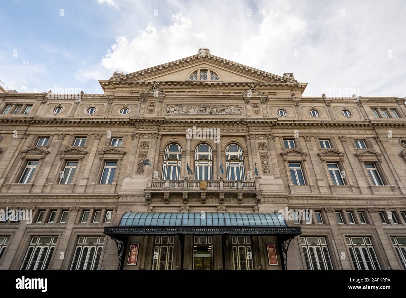 Beautiful view to old historic architecture Teatro Colón building in ...