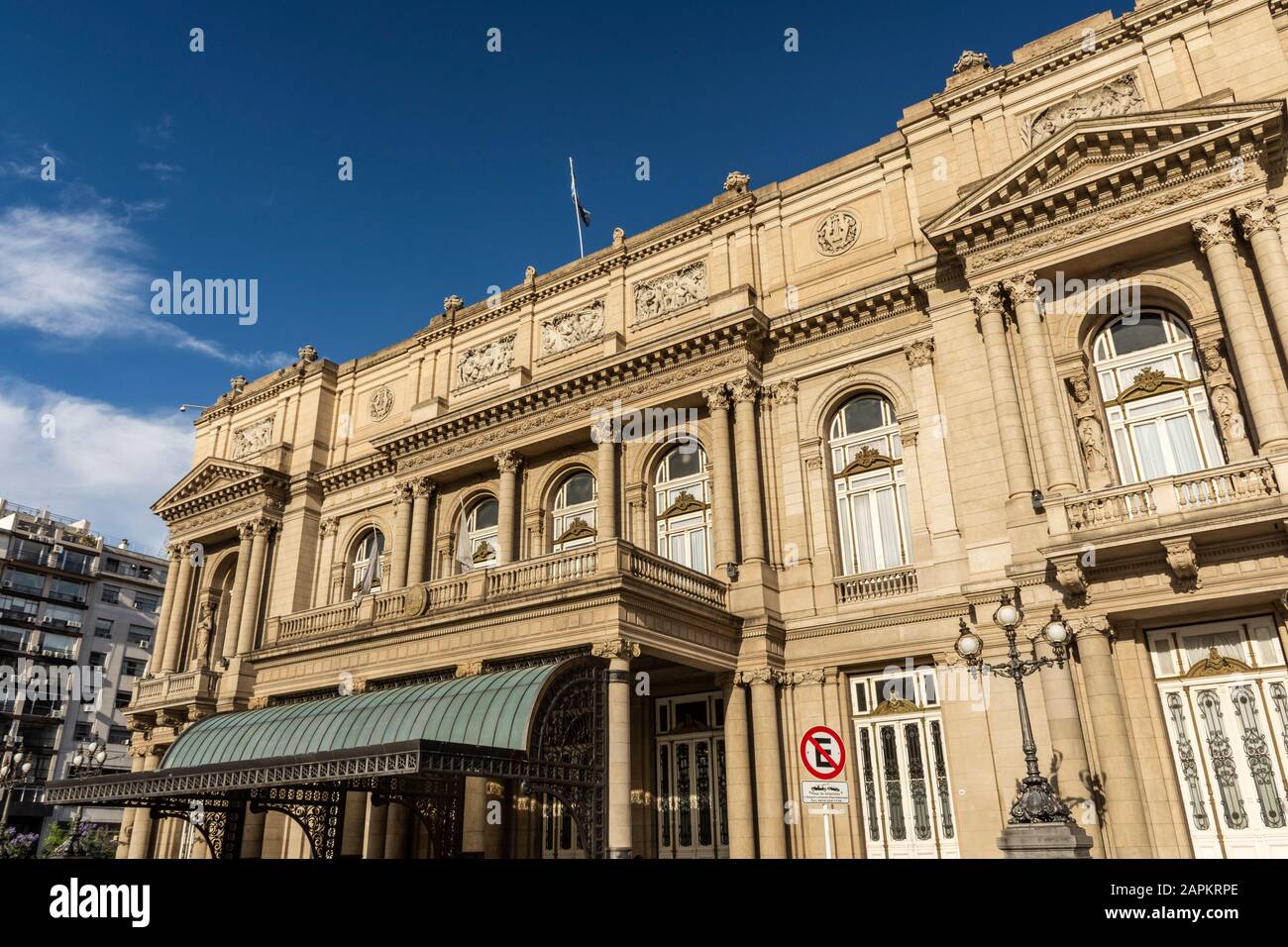 Beautiful view to old historic architecture Teatro Colón building in ...