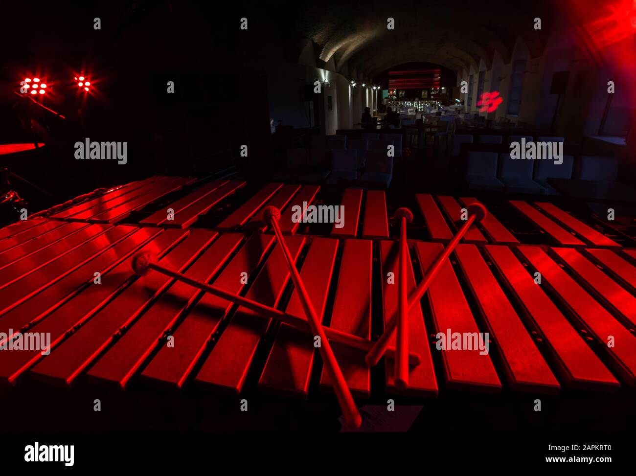 Landscape shot of a big red xylophone Stock Photo - Alamy