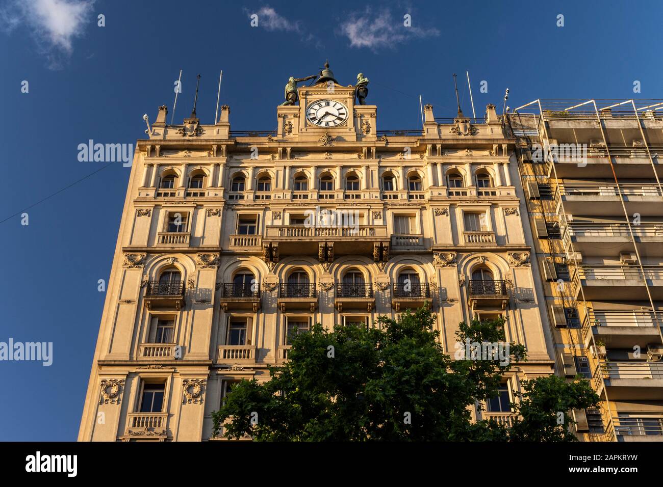 Beautiful view to facade of historical buildings in central Buenos ...