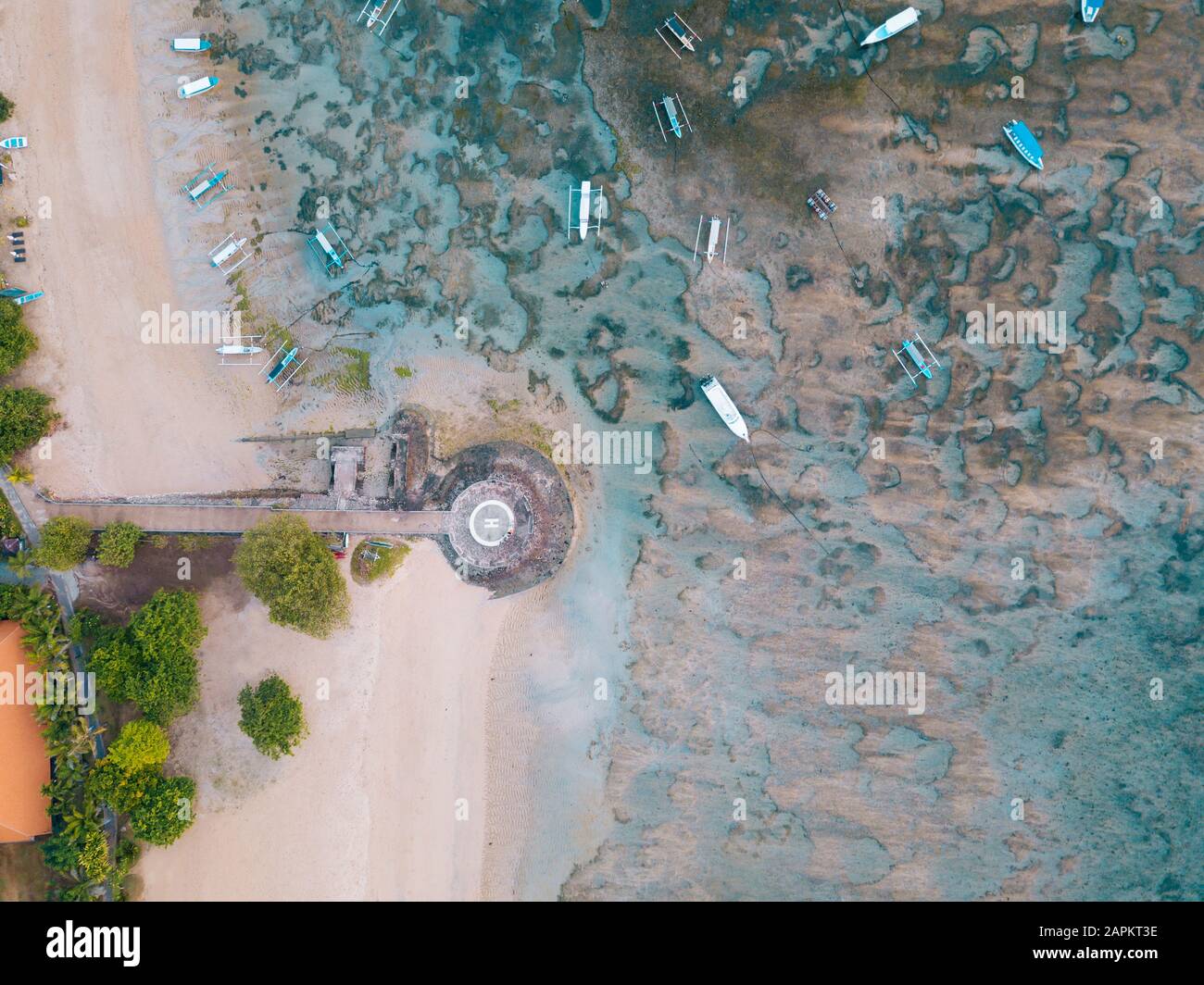 Aerial view helipad sanur beach hi-res stock photography and images - Alamy