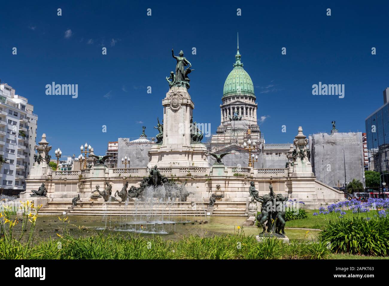 Beautiful view to National Congress building and statue in central ...