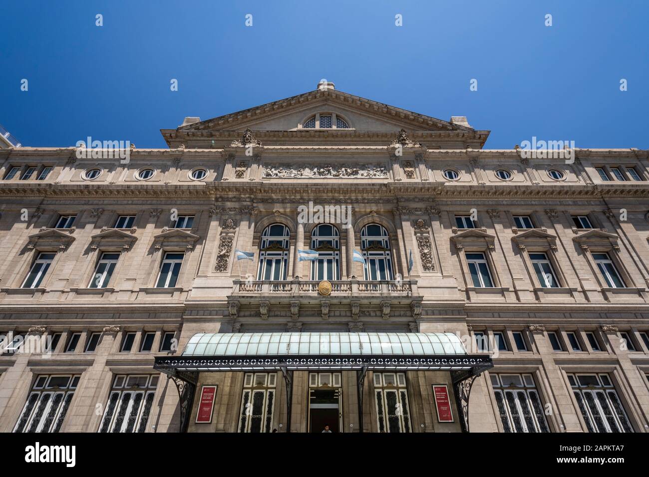 Beautiful view to old historic architecture Teatro Colón building in ...