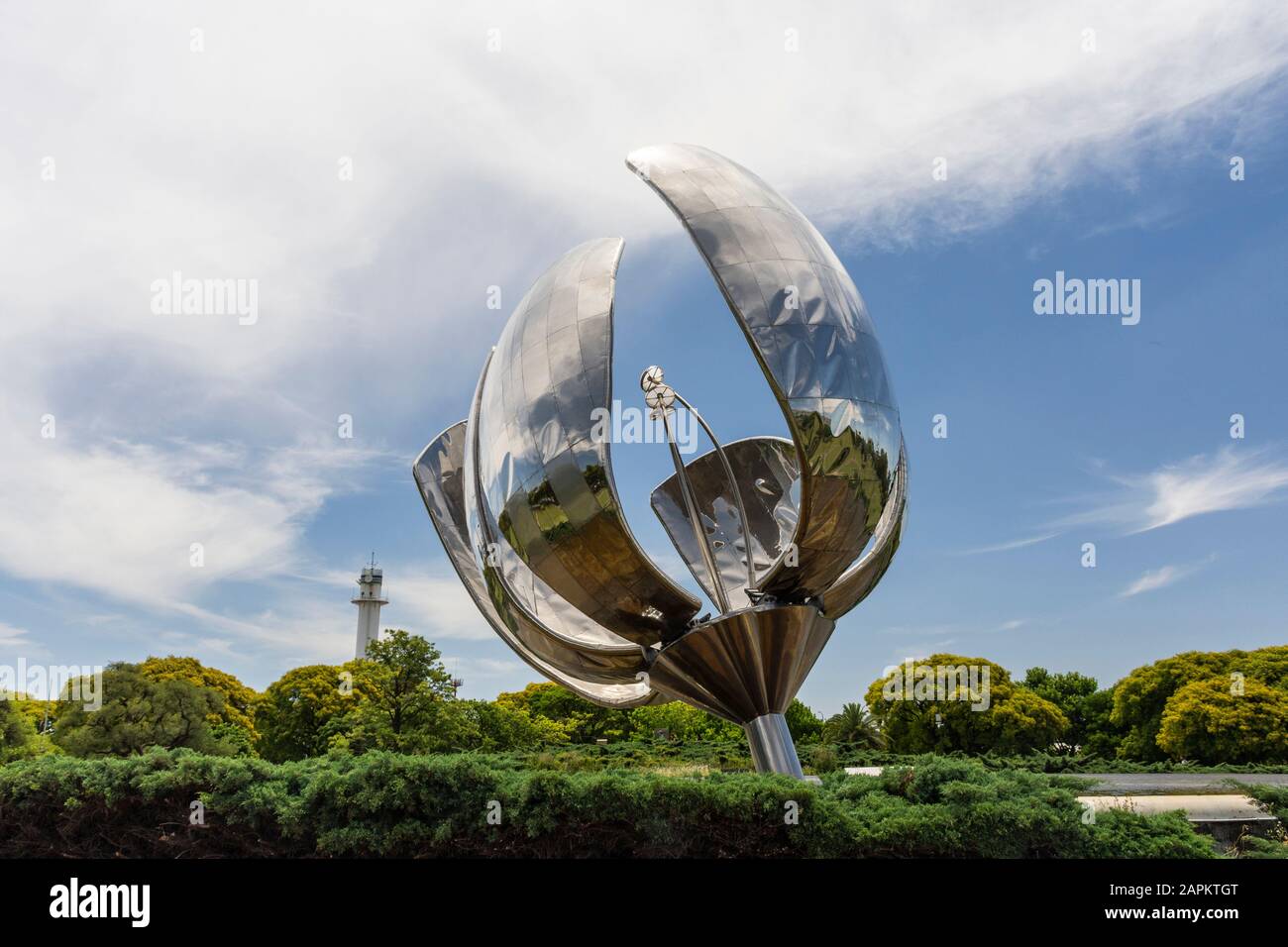 Big steel flower monument Floralis Generica in Recolate area, Buenos ...
