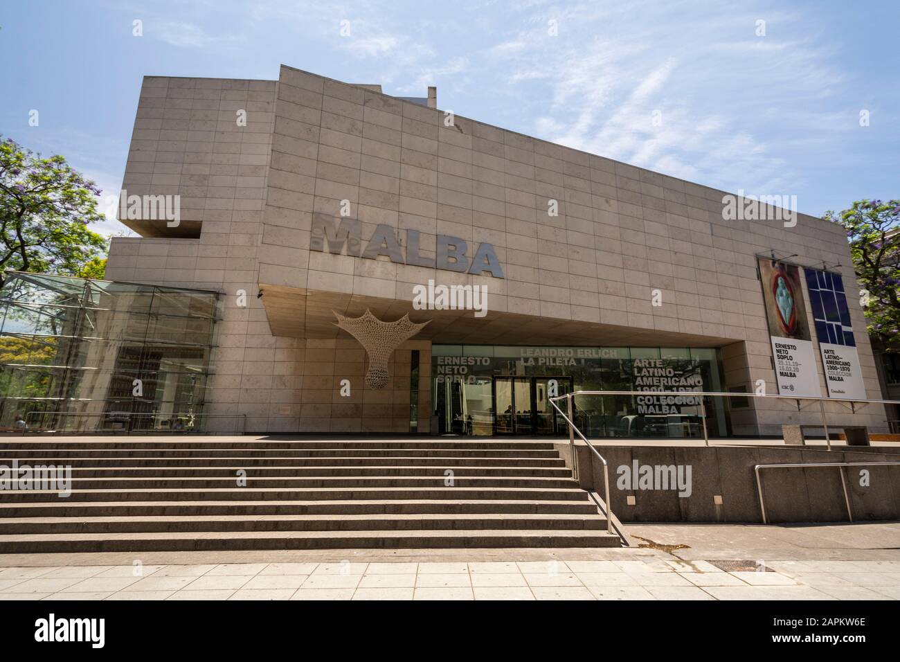 Beautiful view to modern architecture MALBA museum building in central ...