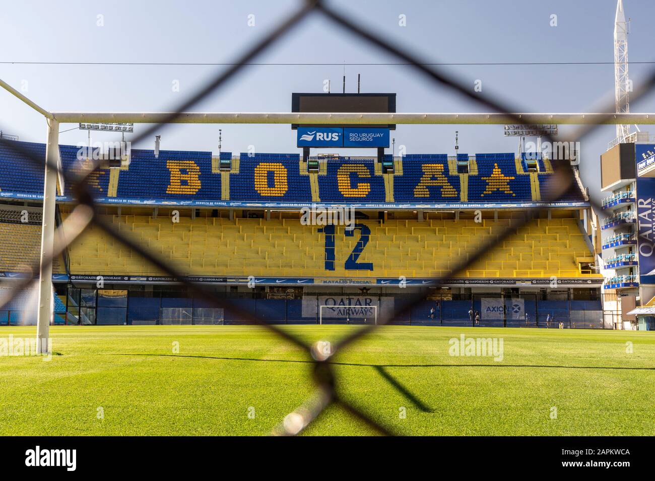 Interior of La Bombonera soccer stadium (Boca Juniors) in La Boca area ...