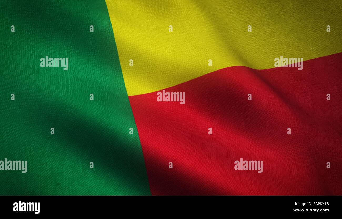 Closeup shot of the flag of Benin with interesting textures Stock Photo ...