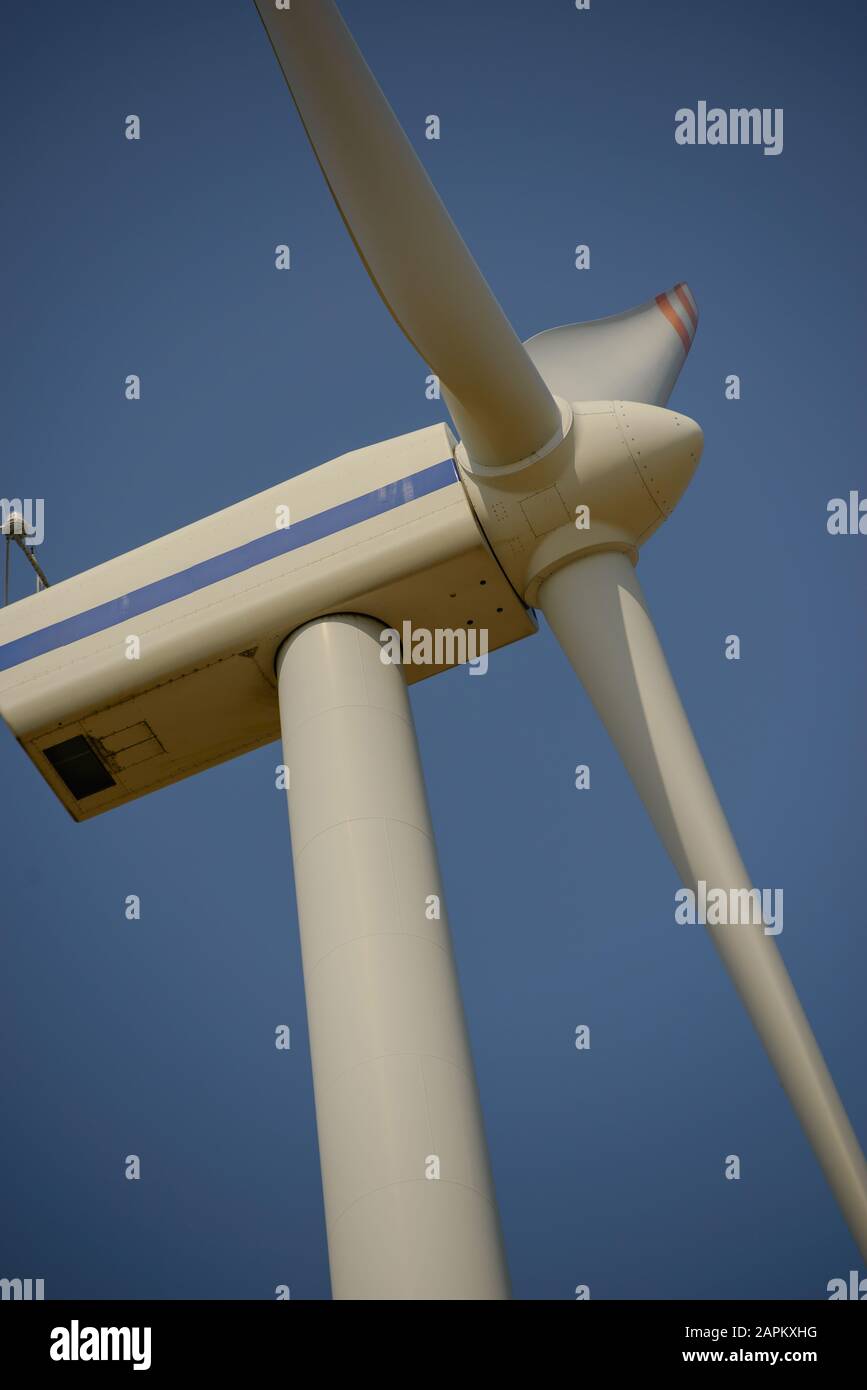 wind trubine at sunny day with blue sky Stock Photo - Alamy