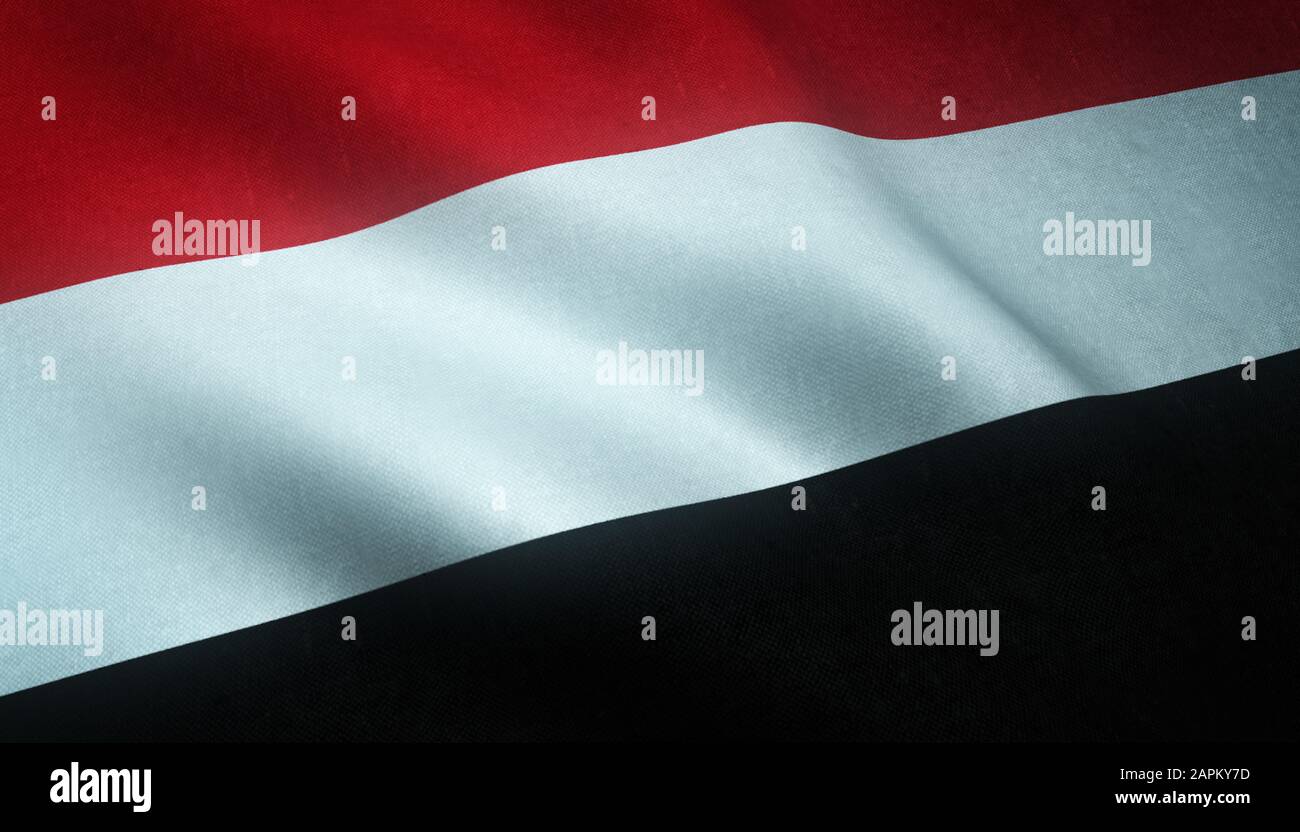 Yemen flag realistic waving hi-res stock photography and images - Alamy