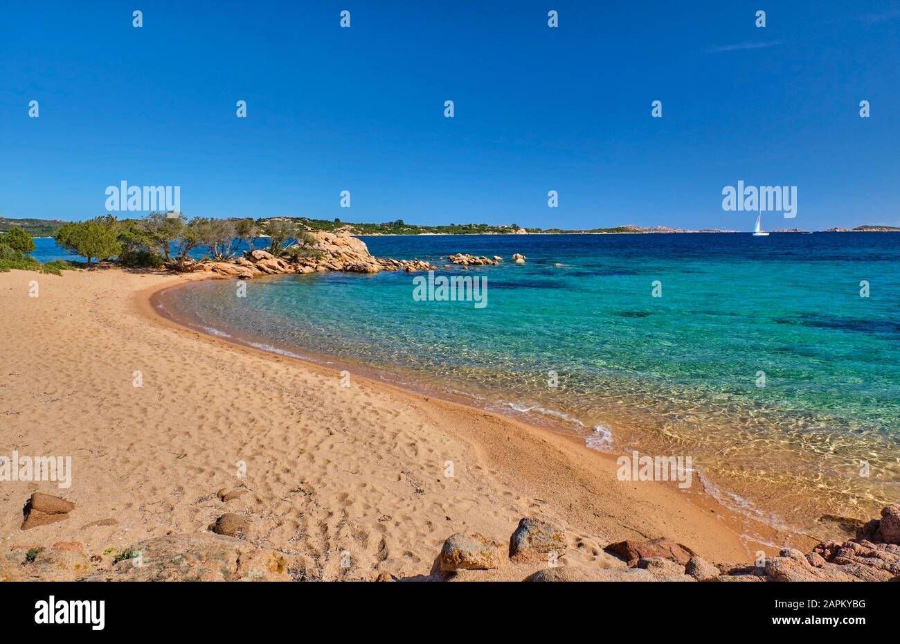 Italy, Province of Sassari, Cala di Volpe, Sandy coastal beach of Costa ...