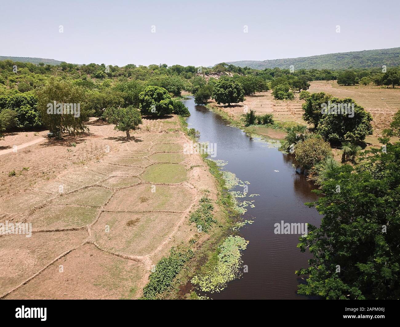 Aerial view landscape komoe river fields hi-res stock photography and ...