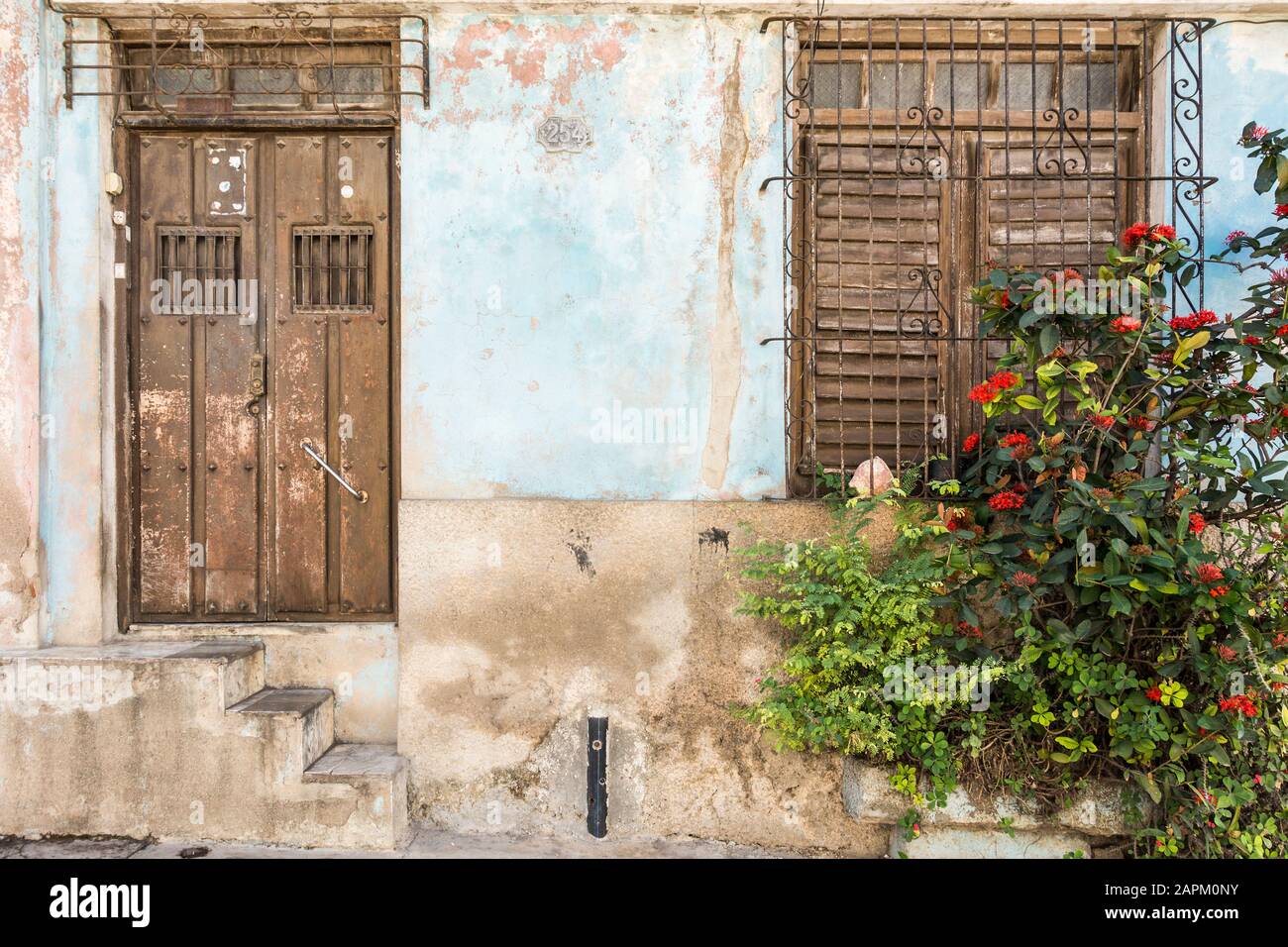 The front, facade of a home in Santiago de Cuba, Cuba Stock Photo - Alamy