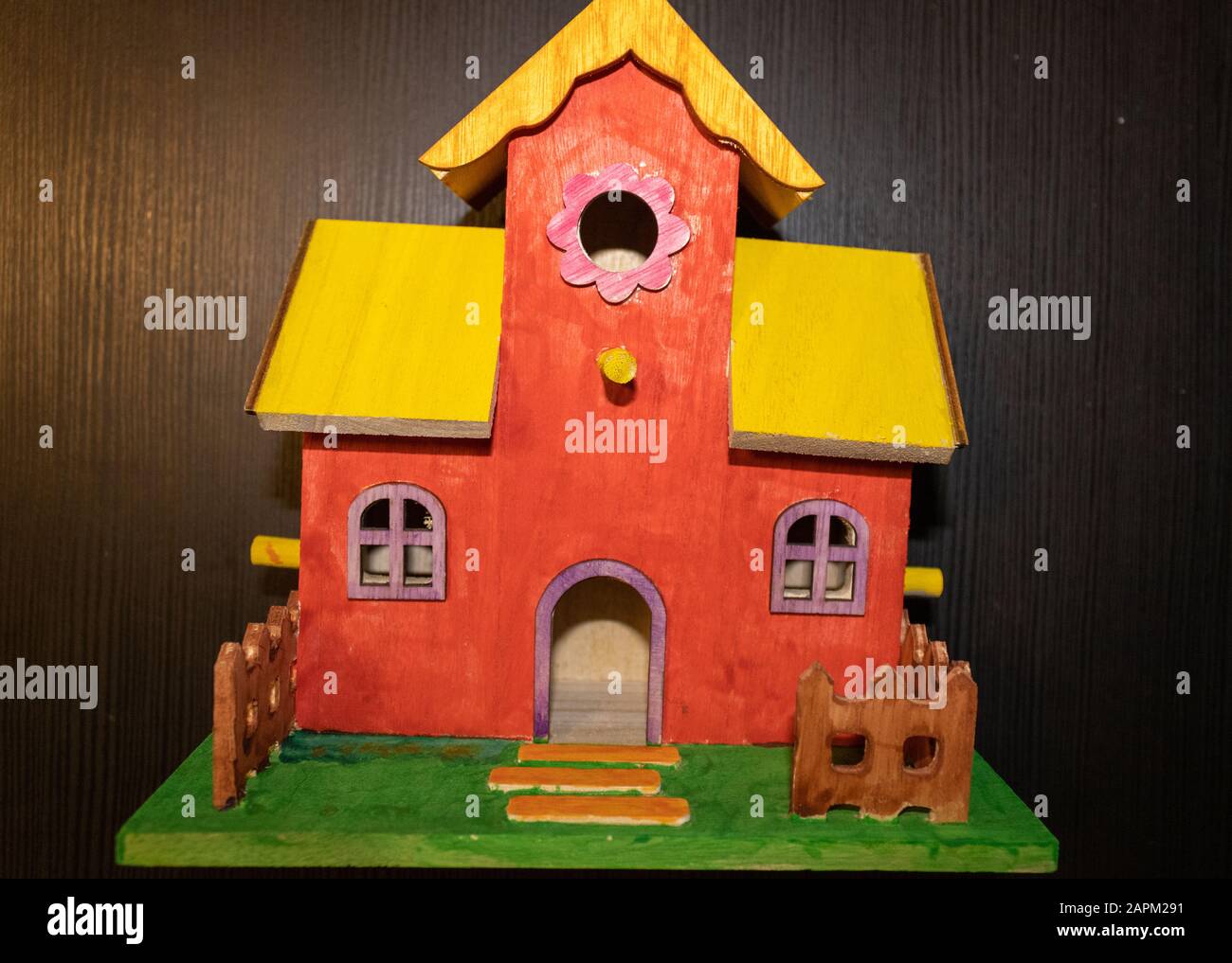 Painted wooden toy house Stock Photo - Alamy