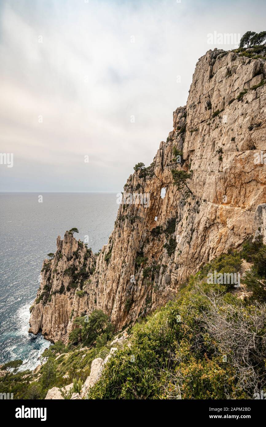 France, Cote d'Azur, Calanques National Park, Chalk cliffs Stock Photo ...
