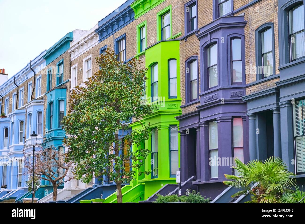 UK, England, London, Row of colorful houses in Notting Hill Stock Photo ...