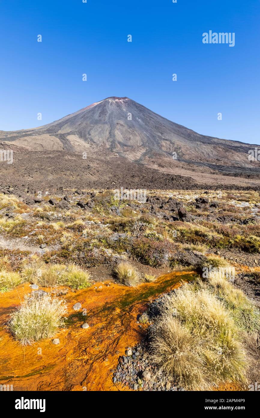 New Zealand, Ruapehu District, Clear sky over Soda Springs and Mount ...