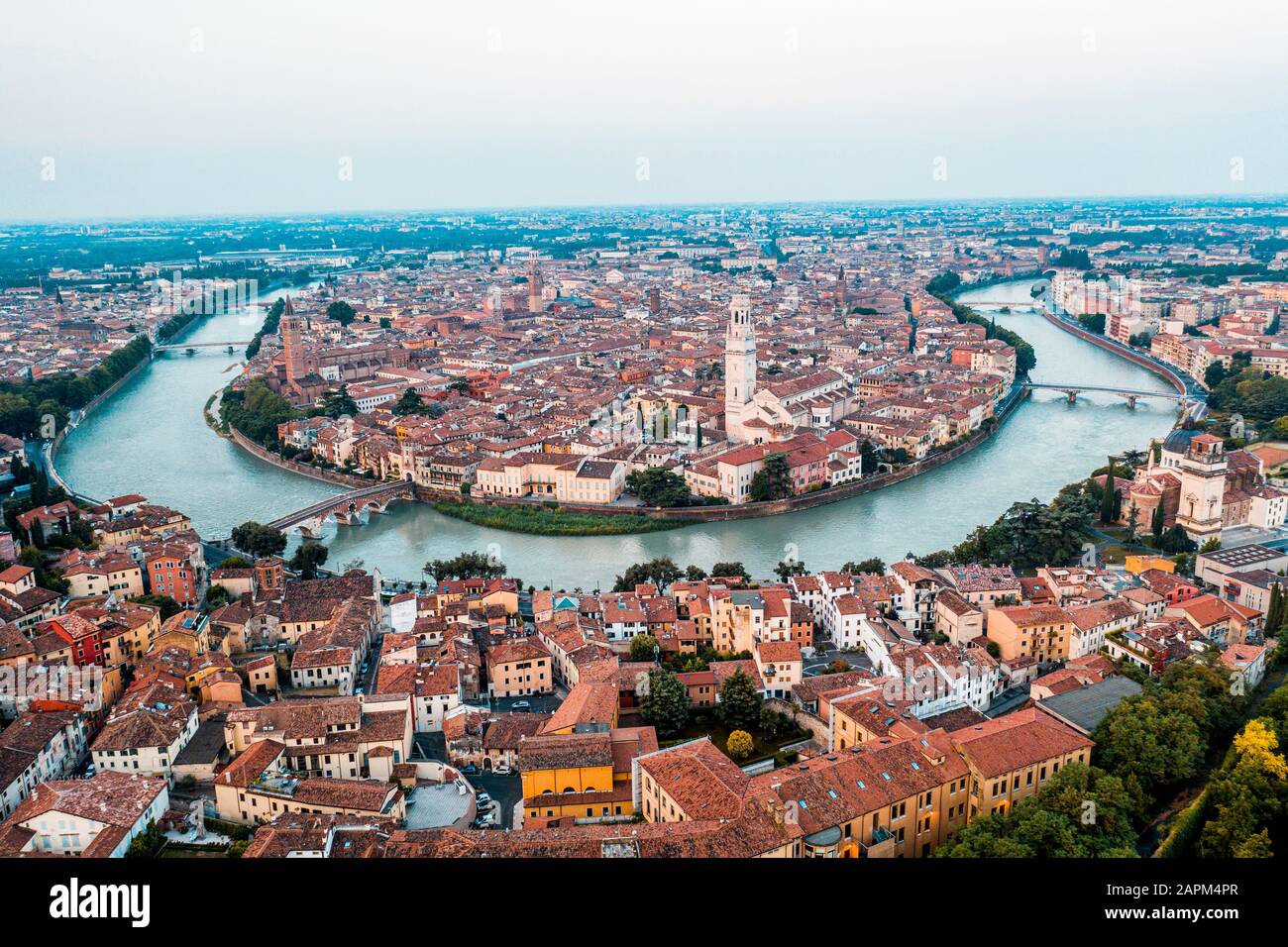 Italy, Veneto, aerial view of Verona and Adige river Stock Photo - Alamy
