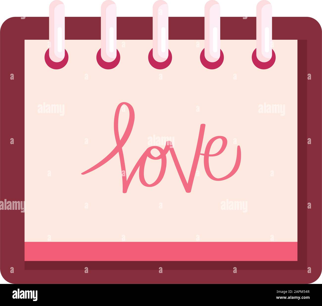 calendar with love lettering in calendar isolated icon Stock Vector ...