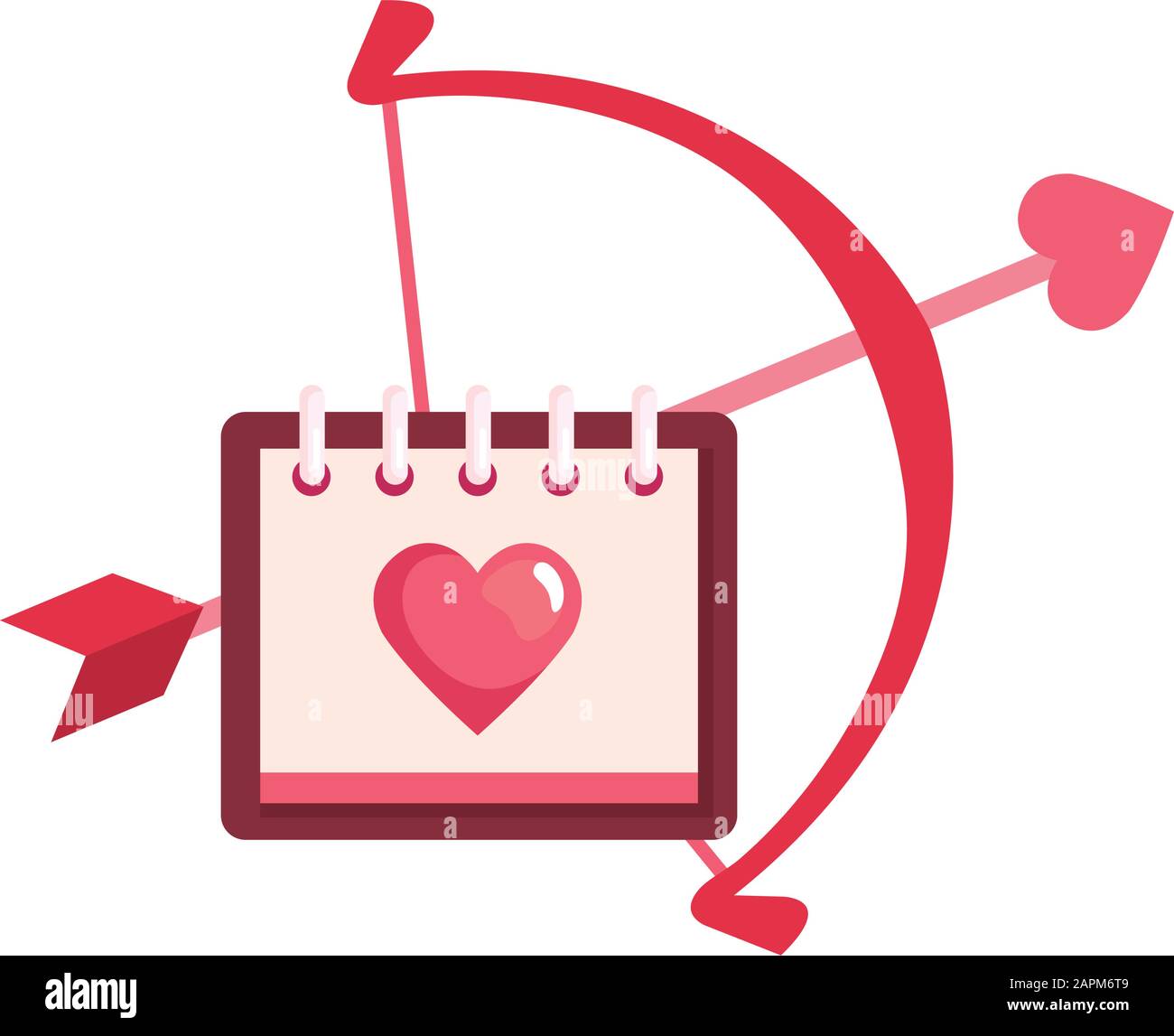 calendar with heart and arch cupid isolated icon Stock Vector Image ...