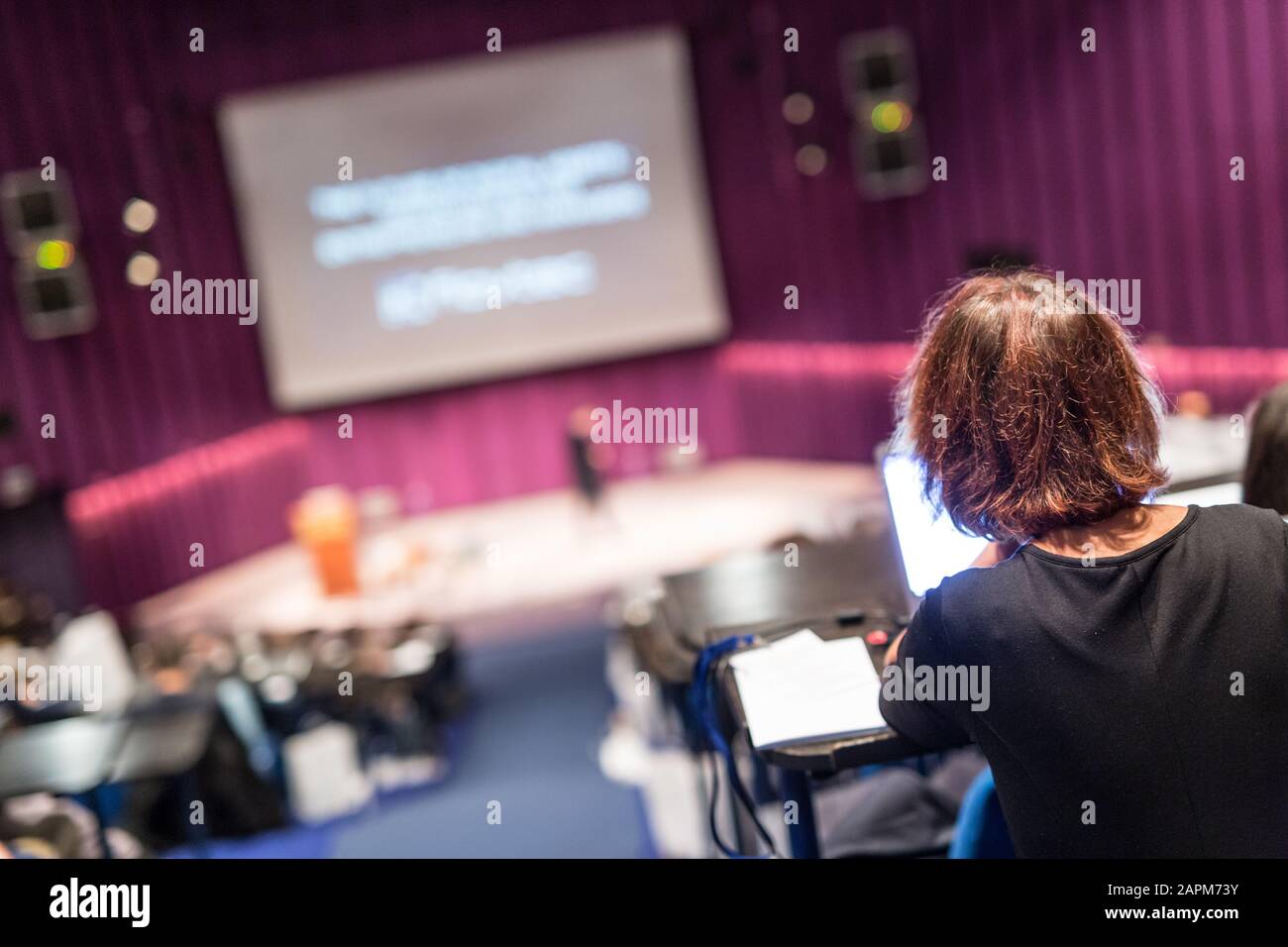 Audience in the lecture hall attending business conference event Stock ...