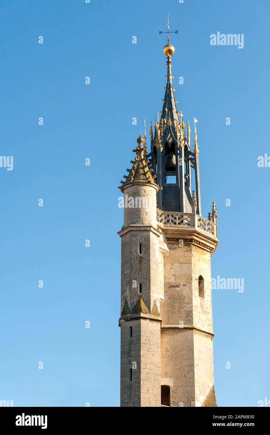 Top of medieval Belfry, built in XV century, in Evreux, Normandy ...