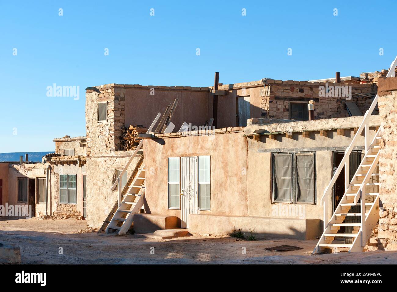 Traditional ladders of Acoma Pueblo (Sky city), famous Native American ...