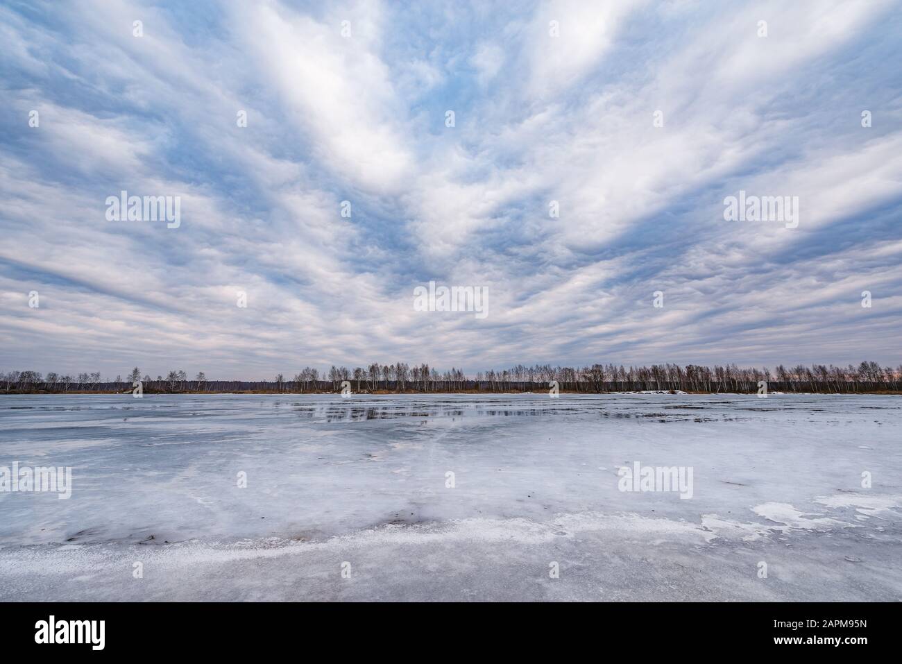 Ice on the lake surface Stock Photo - Alamy