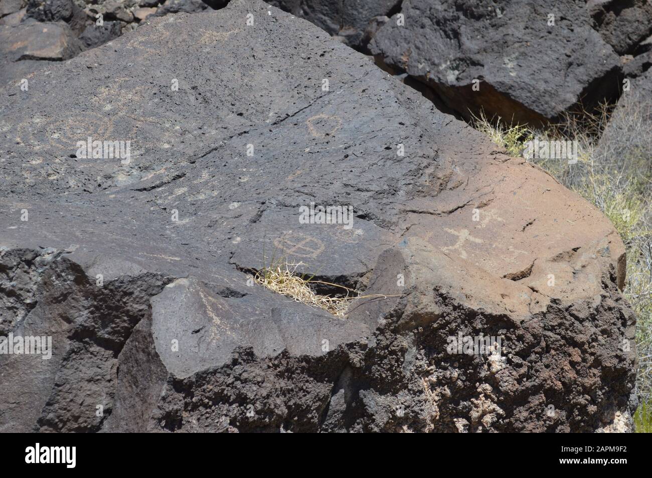 Petroglyph National Monument Circle Cross Symbol Boulder Stock Photo ...