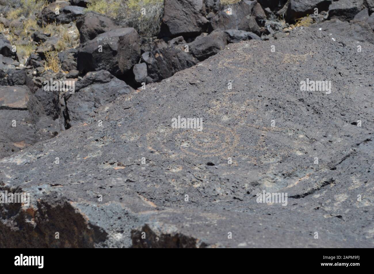 Petroglyph National Monument Circle Cross Symbol Boulder Stock Photo ...