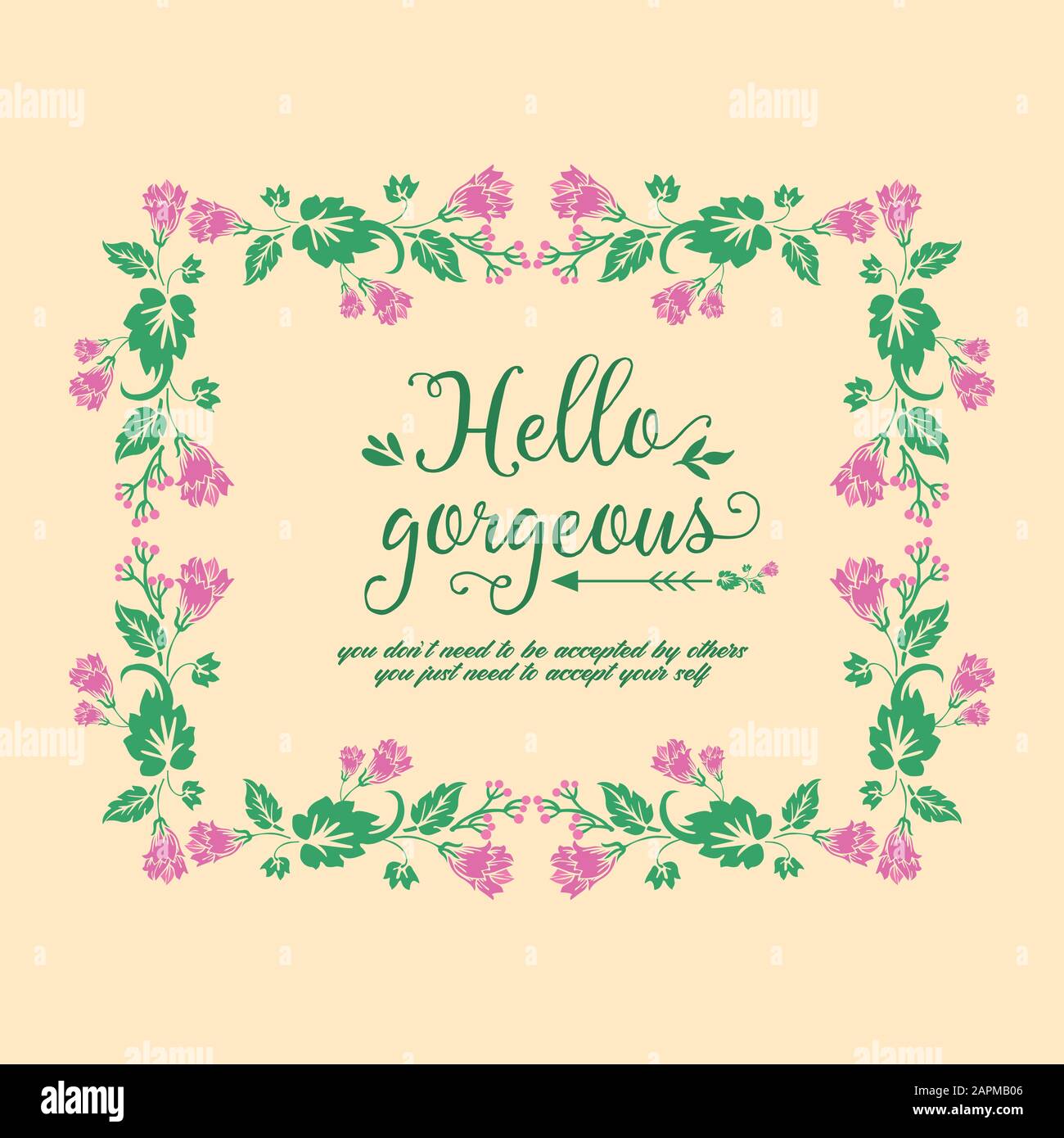 Beautiful Ornament of pink floral frame, for elegant hello gorgeous ...