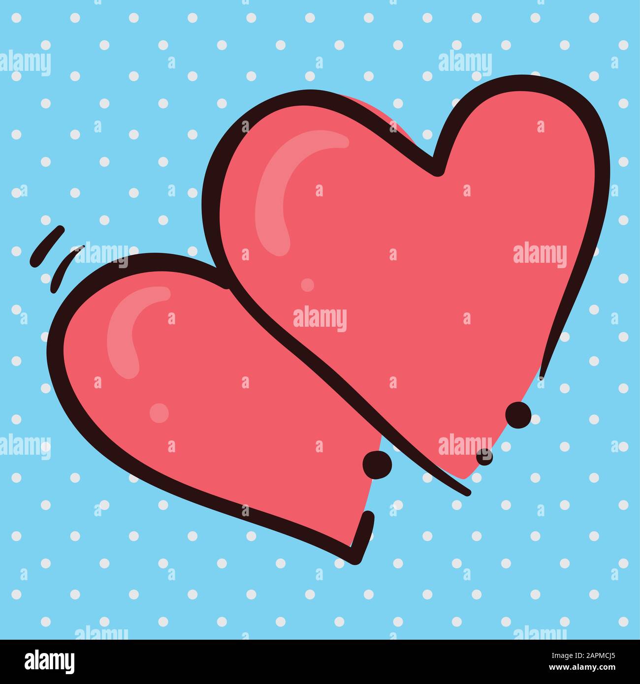 cute hearts love in blue color background Stock Vector Image & Art - Alamy