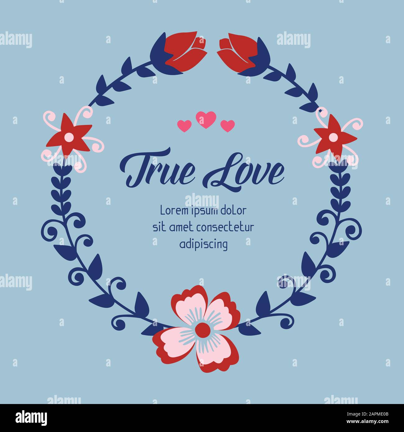 Decoration for true love invitation card, with beautiful red wreath ...