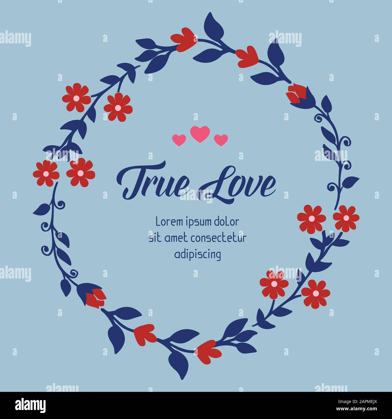 Beautiful true love invitation card design, with ornate of leaf and ...