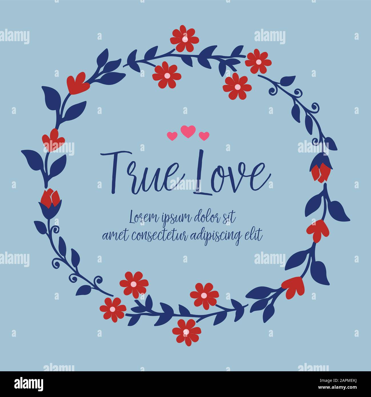 Beautiful true love invitation card design, with ornate of leaf and ...