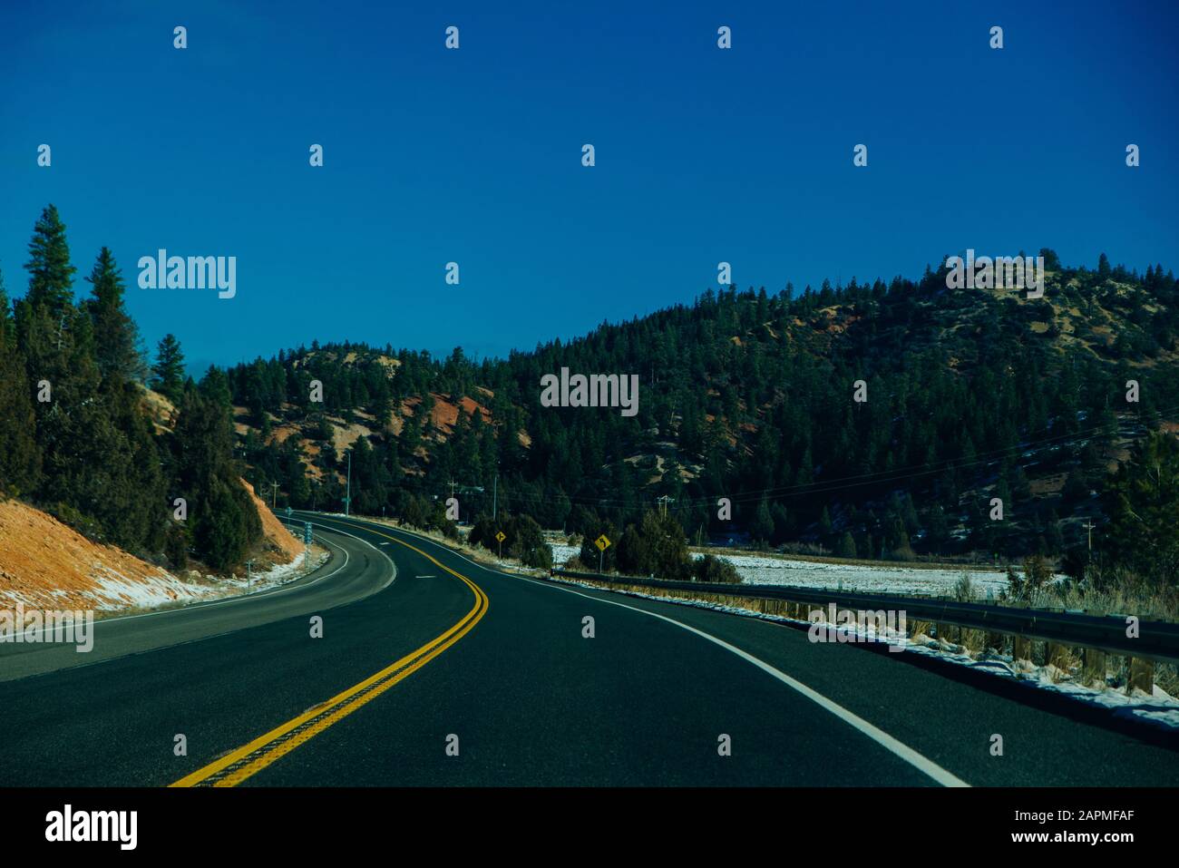 Scenic byway on Highway 14 through Cedar Canyon toward Cedar Breaks and ...