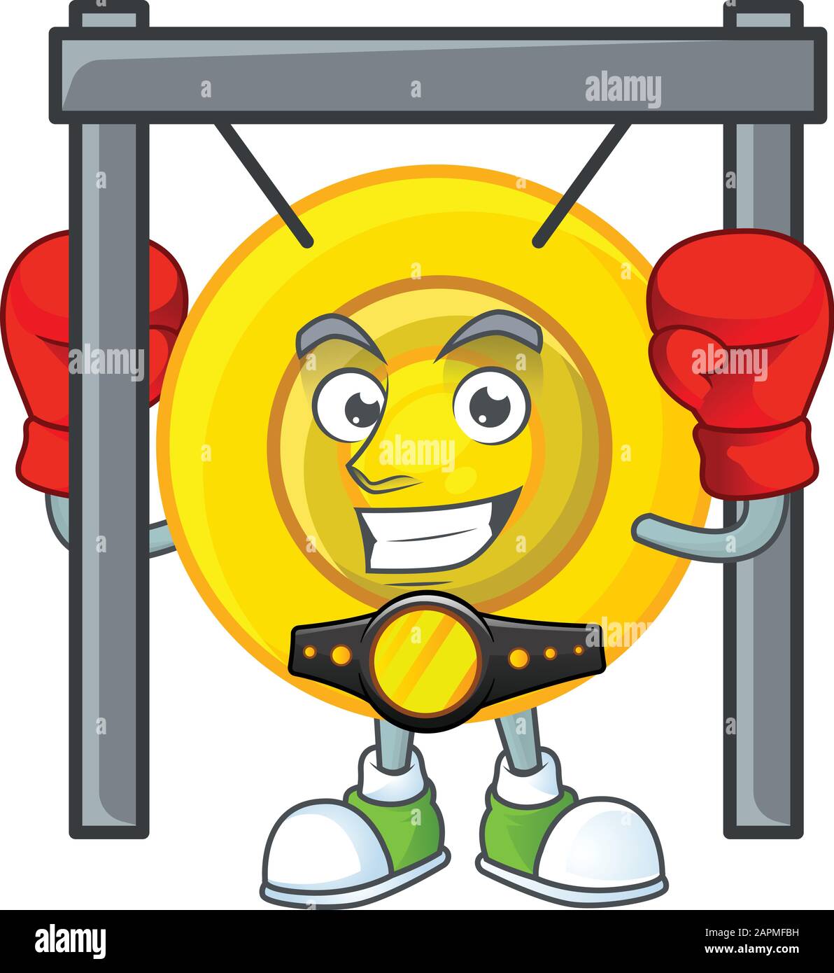 Happy Face Boxing chinese gong cartoon character design Stock Vector ...