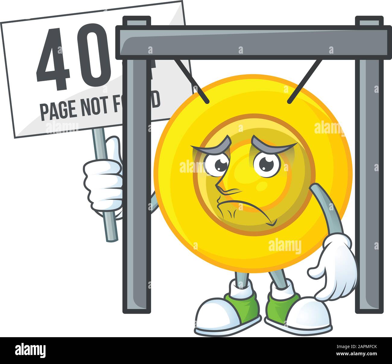 sad face mascot style of chinese gong raised up a board Stock Vector ...