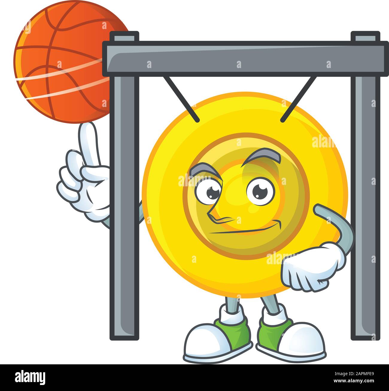 a Healthy chinese gong cartoon character playing basketball Stock ...