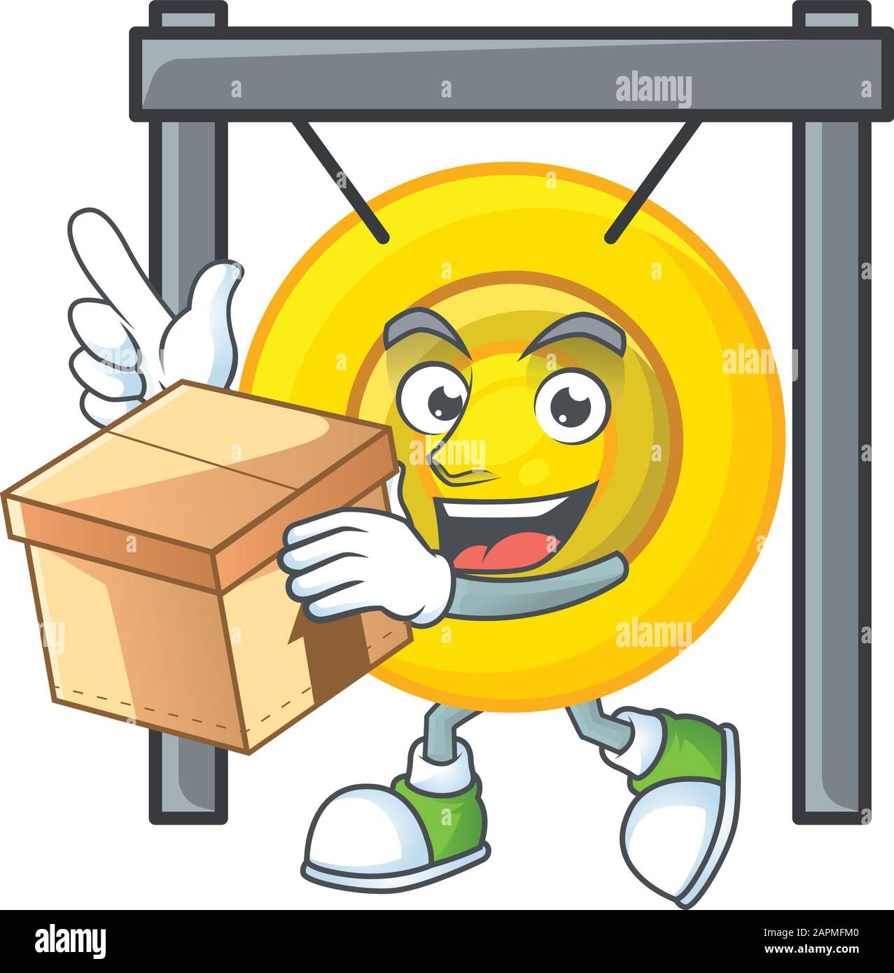 Cute chinese gong cartoon character having a box Stock Vector Image ...