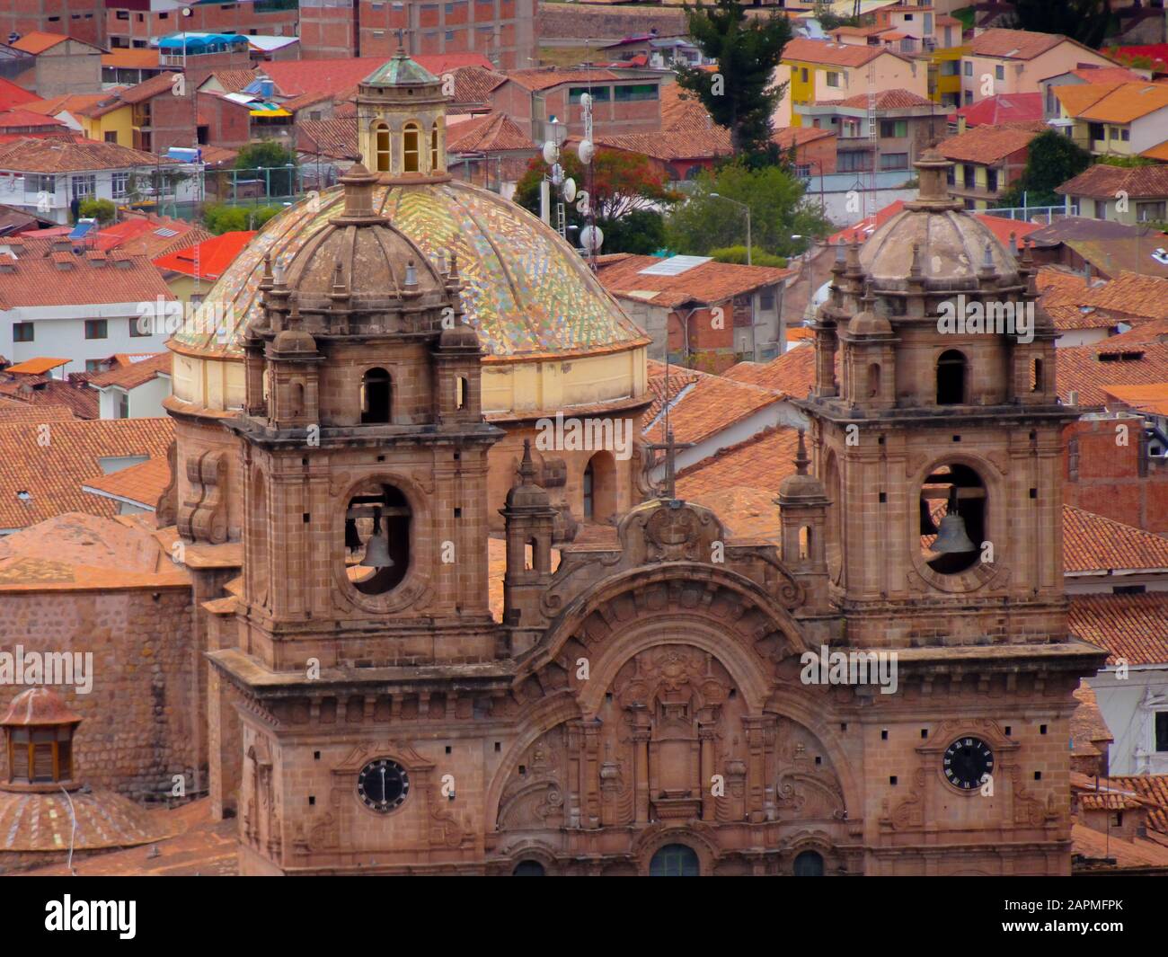 Panoramic view of the central square of Cusco in the center of Cusco ...