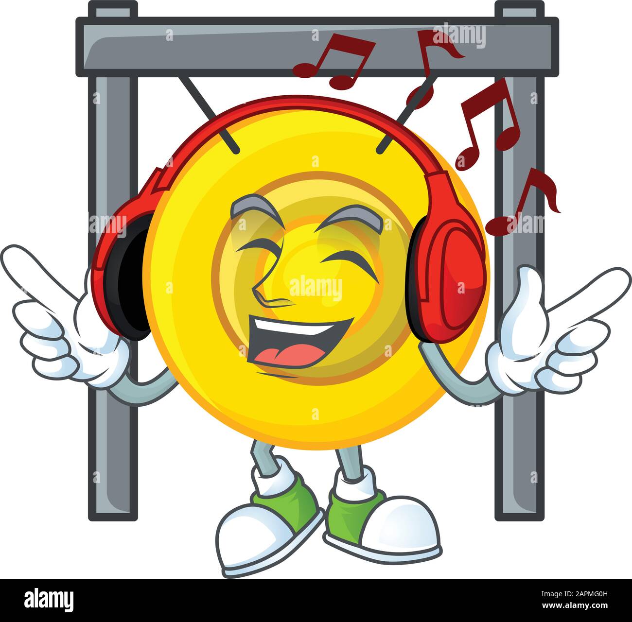 Listening music chinese gong mascot cartoon character design Stock ...