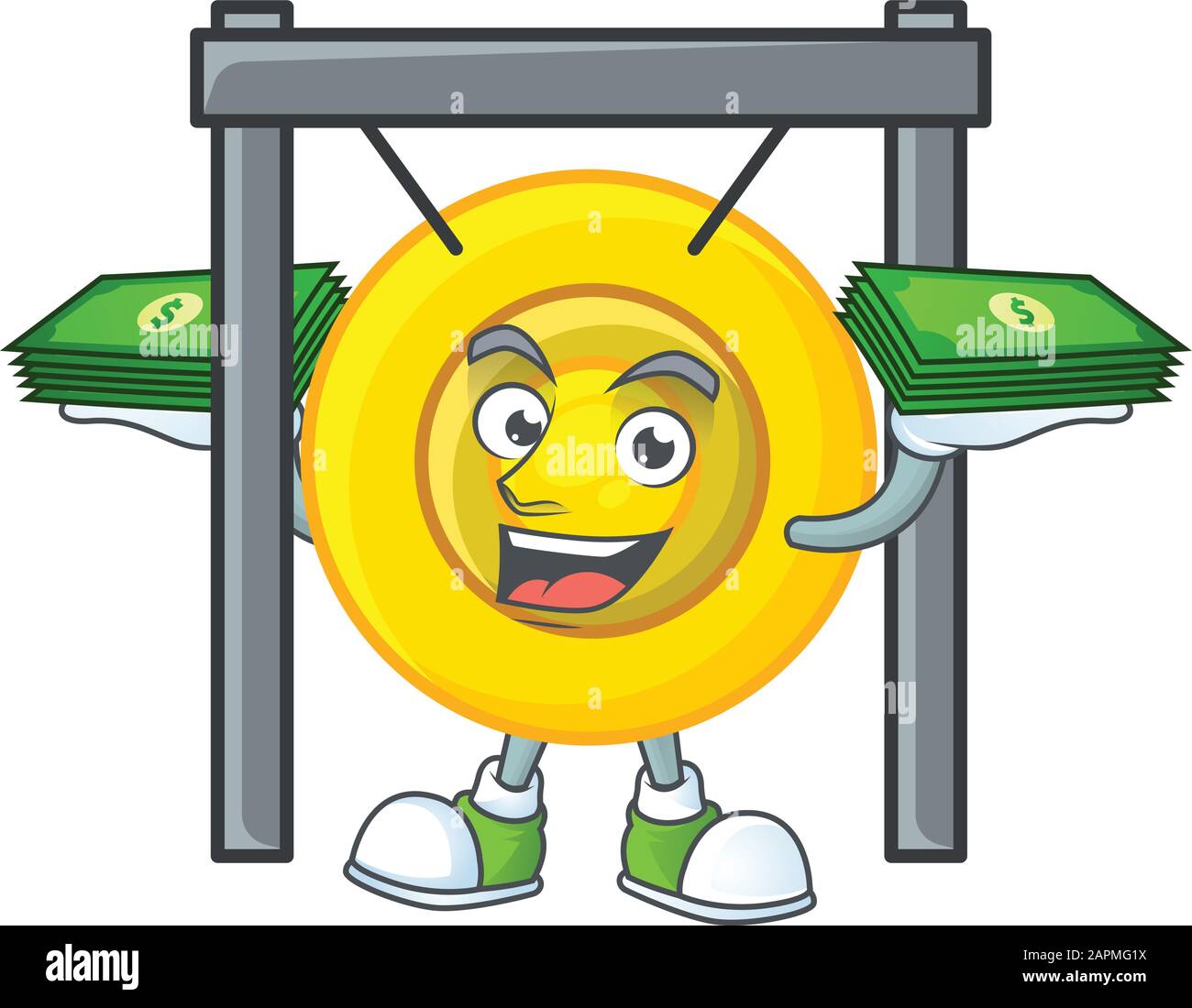 happy rich chinese gong character with money on hands Stock Vector ...