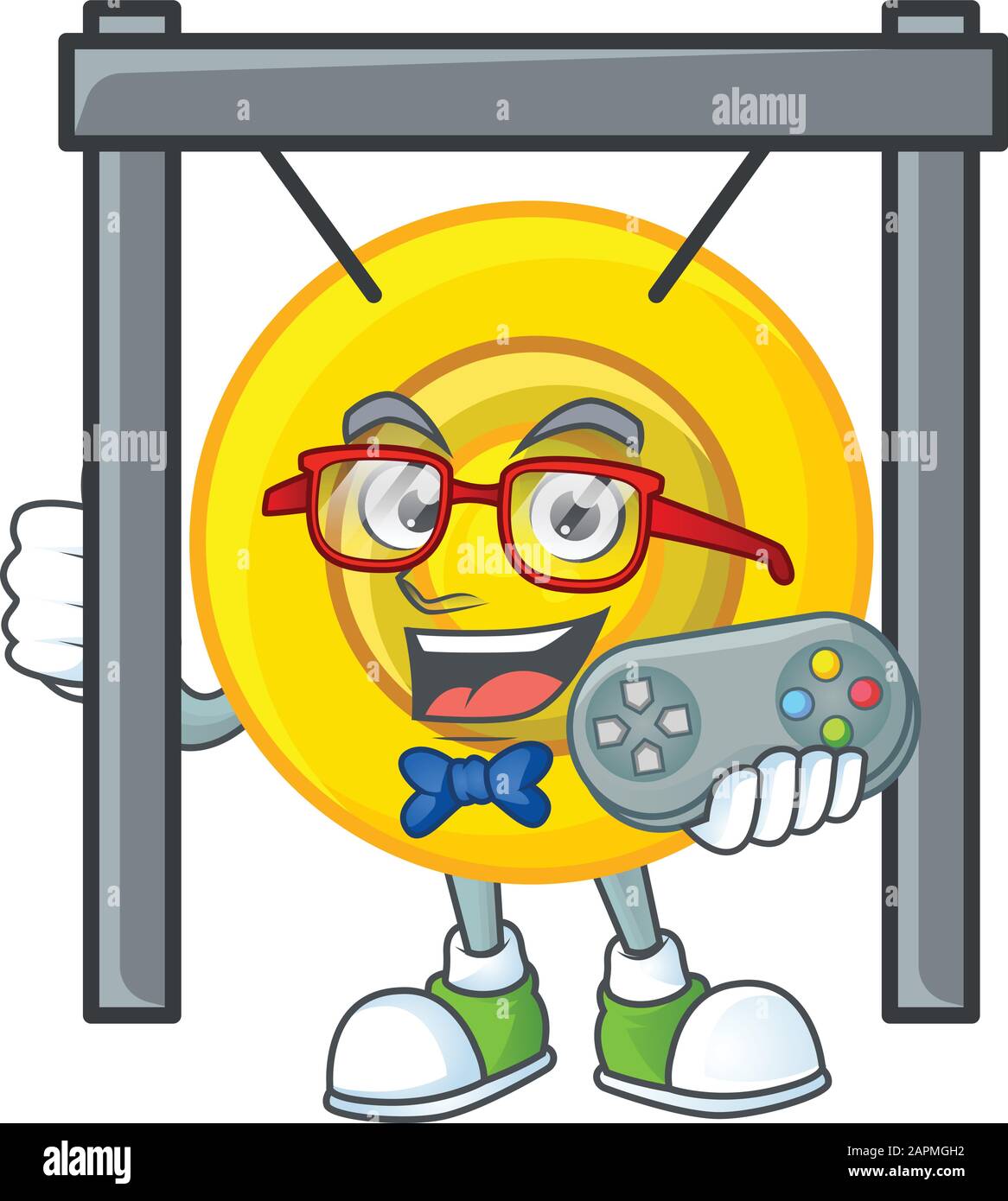 Smiley gamer chinese gong cartoon mascot style Stock Vector Image & Art ...