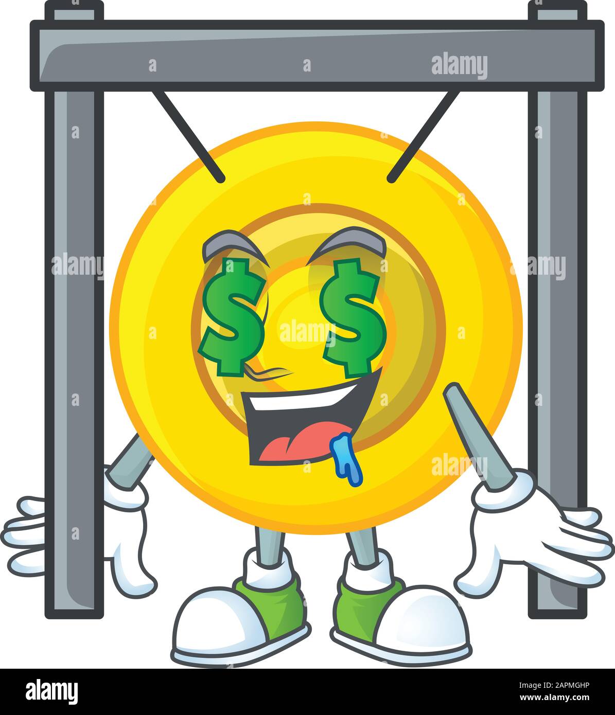 Happy rich chinese gong with Money eye cartoon character style Stock ...