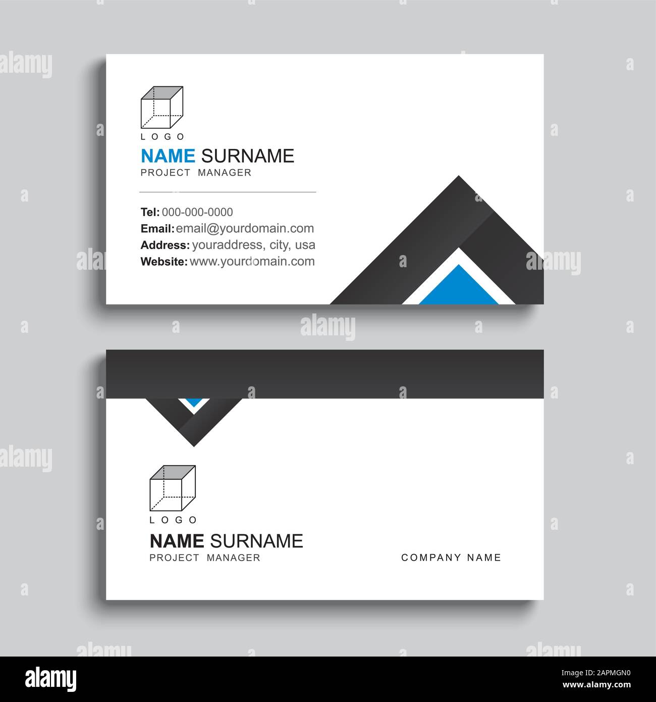 Minimal business card print template design. Black color and simple ...