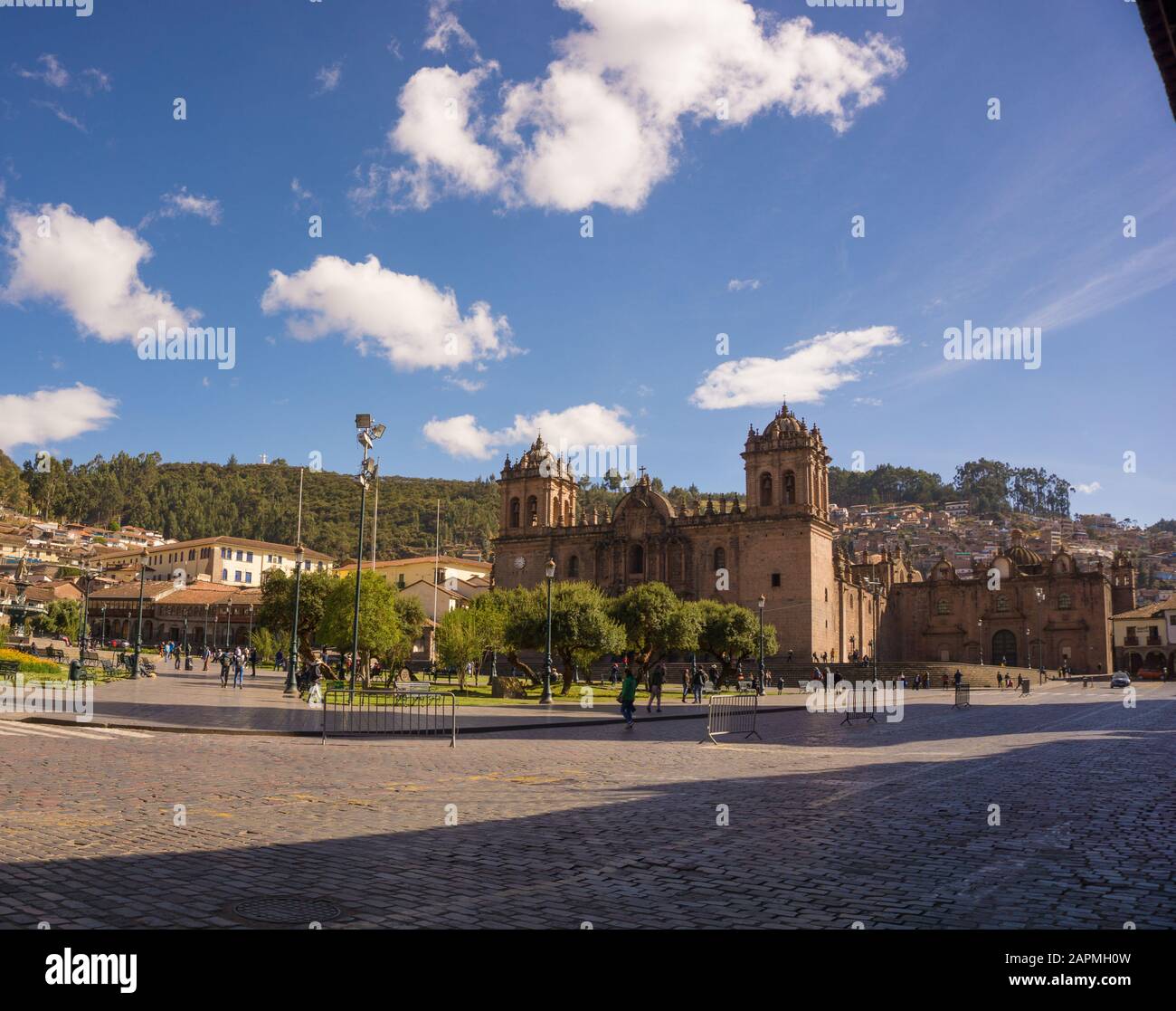 Panoramic view of the central square of Cusco in the center of Cusco ...